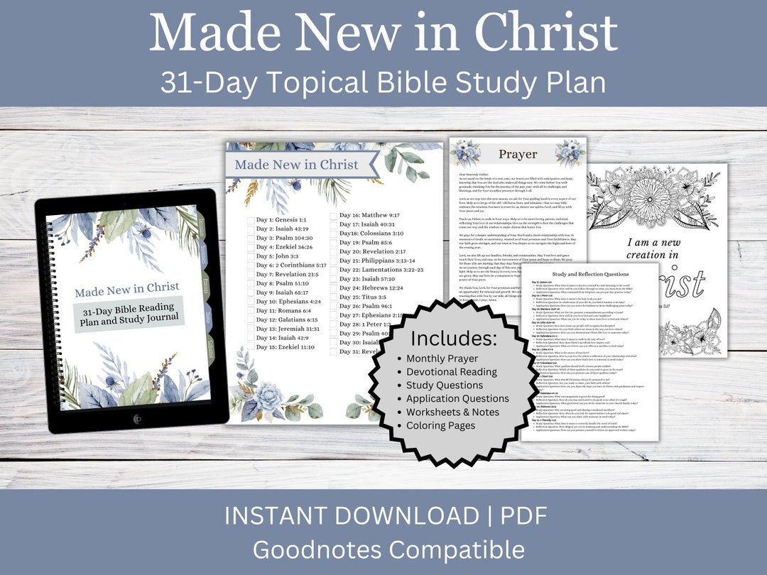 Bible Study Journal | Bible Reading Plan Printable | Digital Bible Study | Christian Digital ...