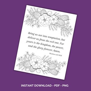 The Lord's Prayer Scripture Coloring Pages - Instant Download Printable ...