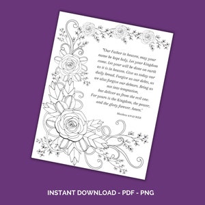 The Lord's Prayer Scripture Coloring Pages - Instant Download Printable ...