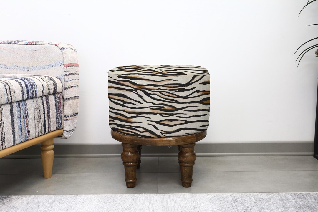 Rustic Pouf for Modern Home Design, Handmade Round Footrest ...