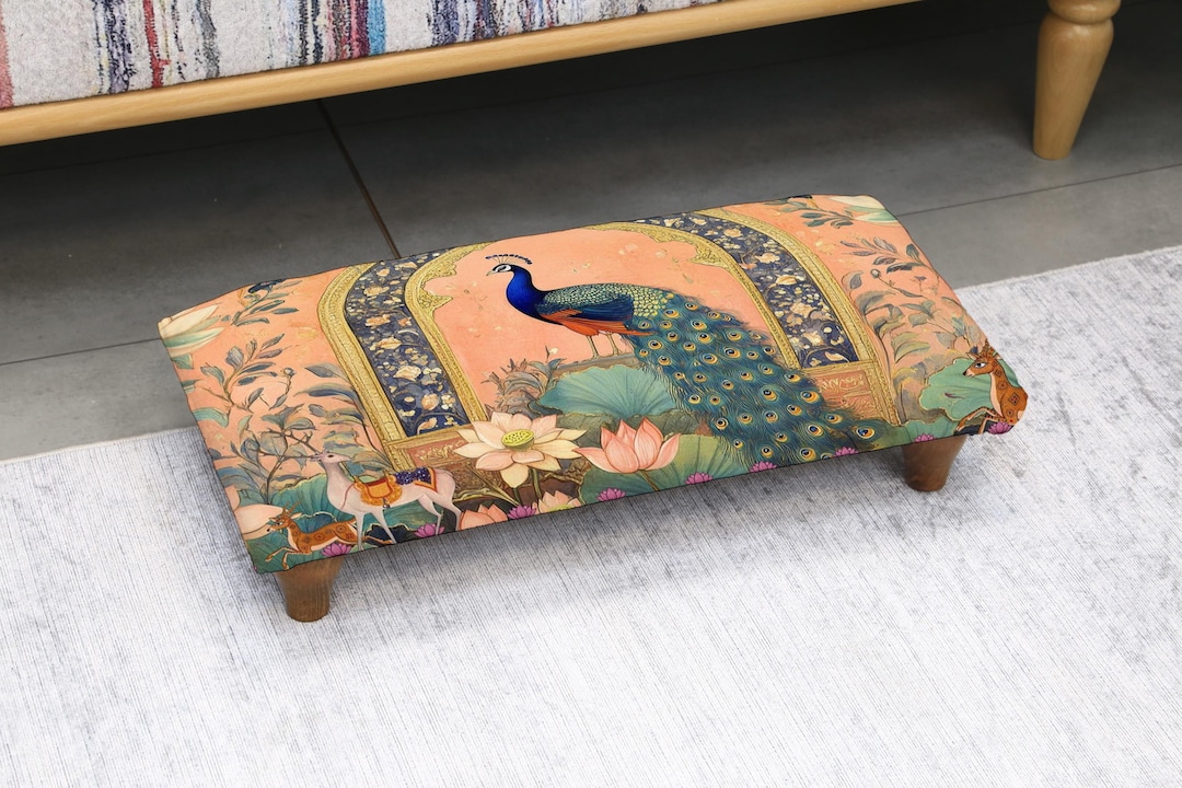 Elegant Ottoman Footstool, Upholstered Retro Cozy Footrest, Turkish ...