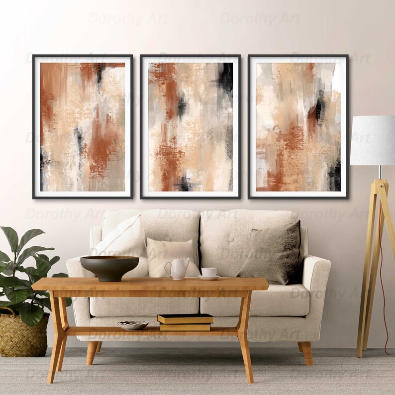 Triptych Abstract Art 3 Piece Downloadable Wall Art. Neutral - Etsy