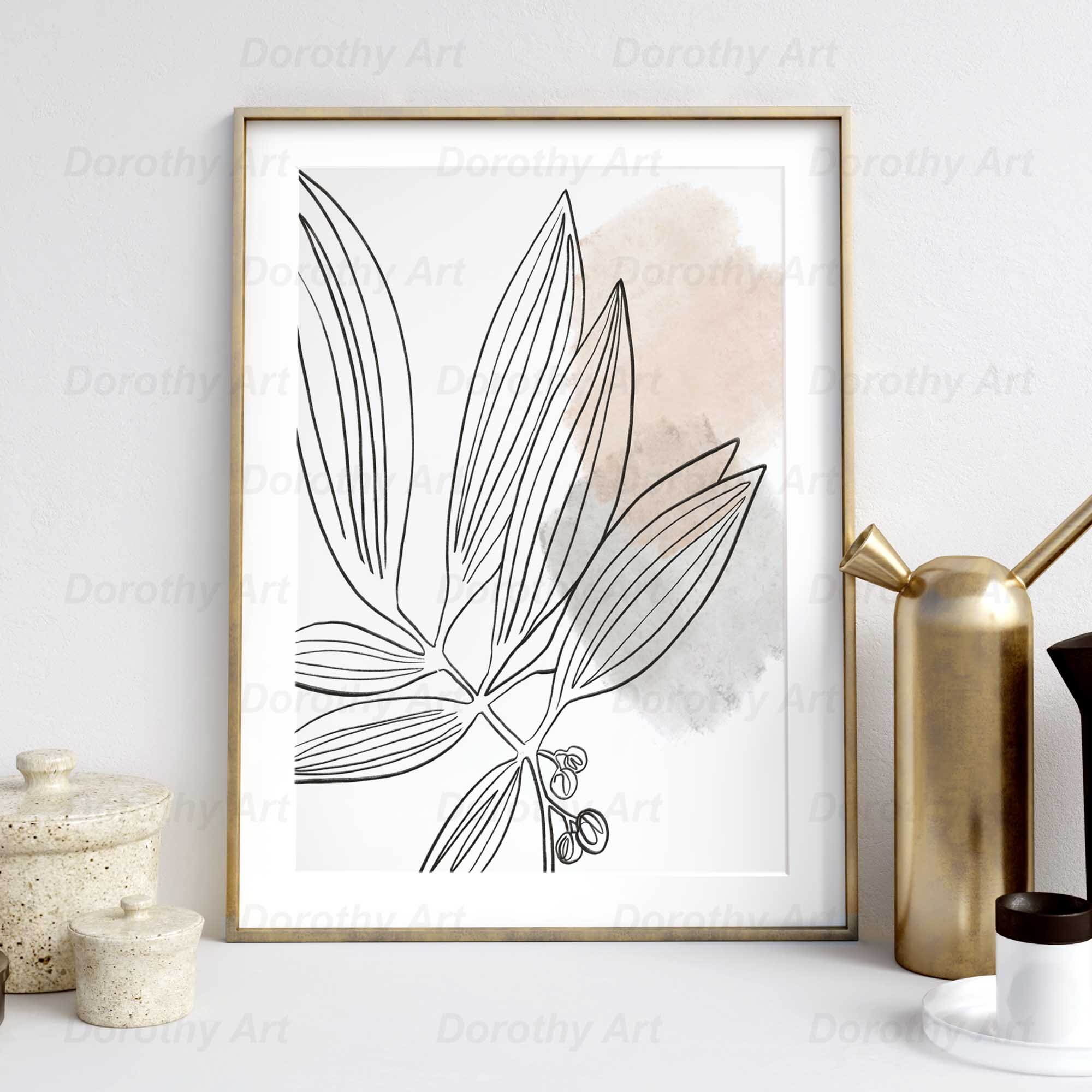 Botanical Line Drawing Print Line Art Set of 4 Prints - Etsy