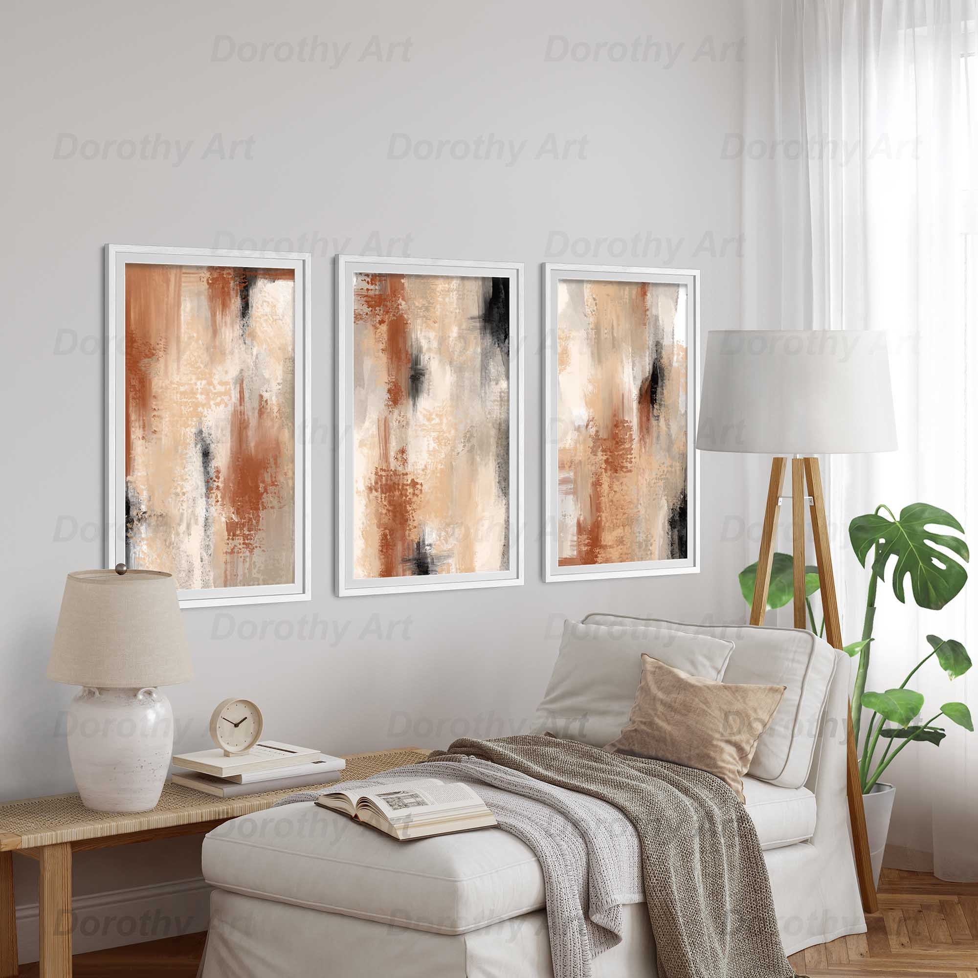 Triptych Abstract Art 3 Piece Downloadable Wall Art. Neutral - Etsy