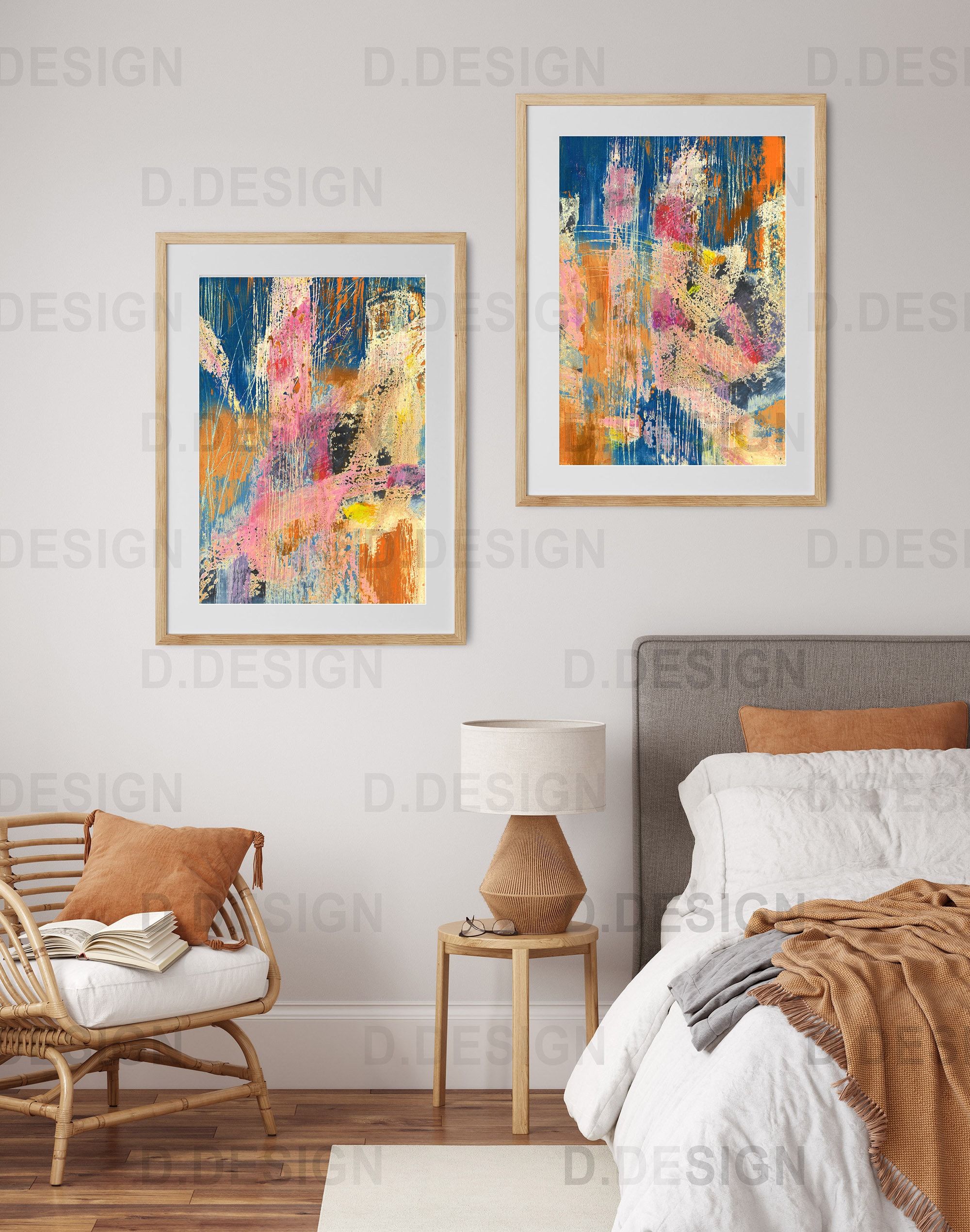 Gallery Wall Set of 2 Prints, Aesthetic Abstract Posters, Downloadable ...