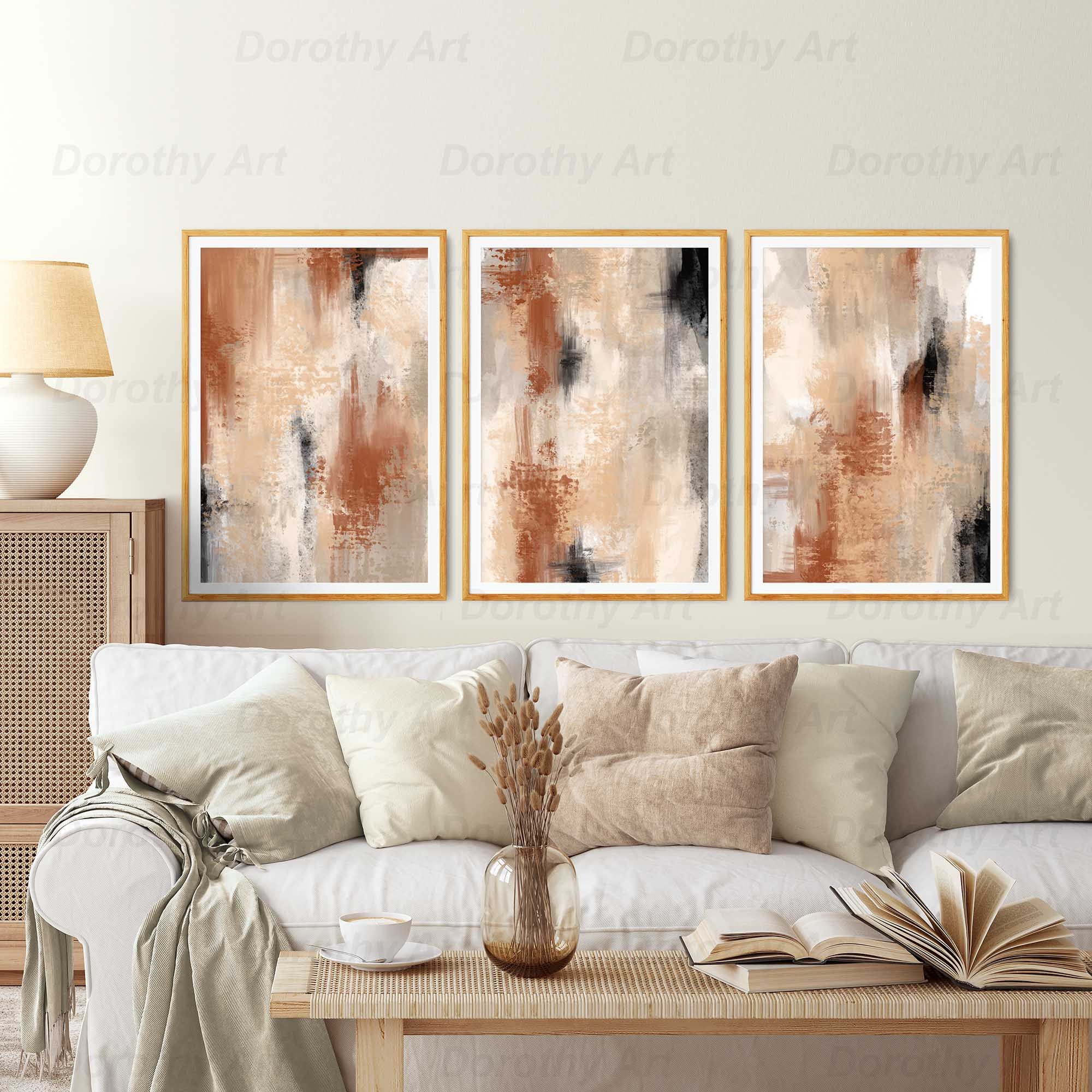 Triptych Abstract Art 3 Piece Downloadable Wall Art. Neutral - Etsy