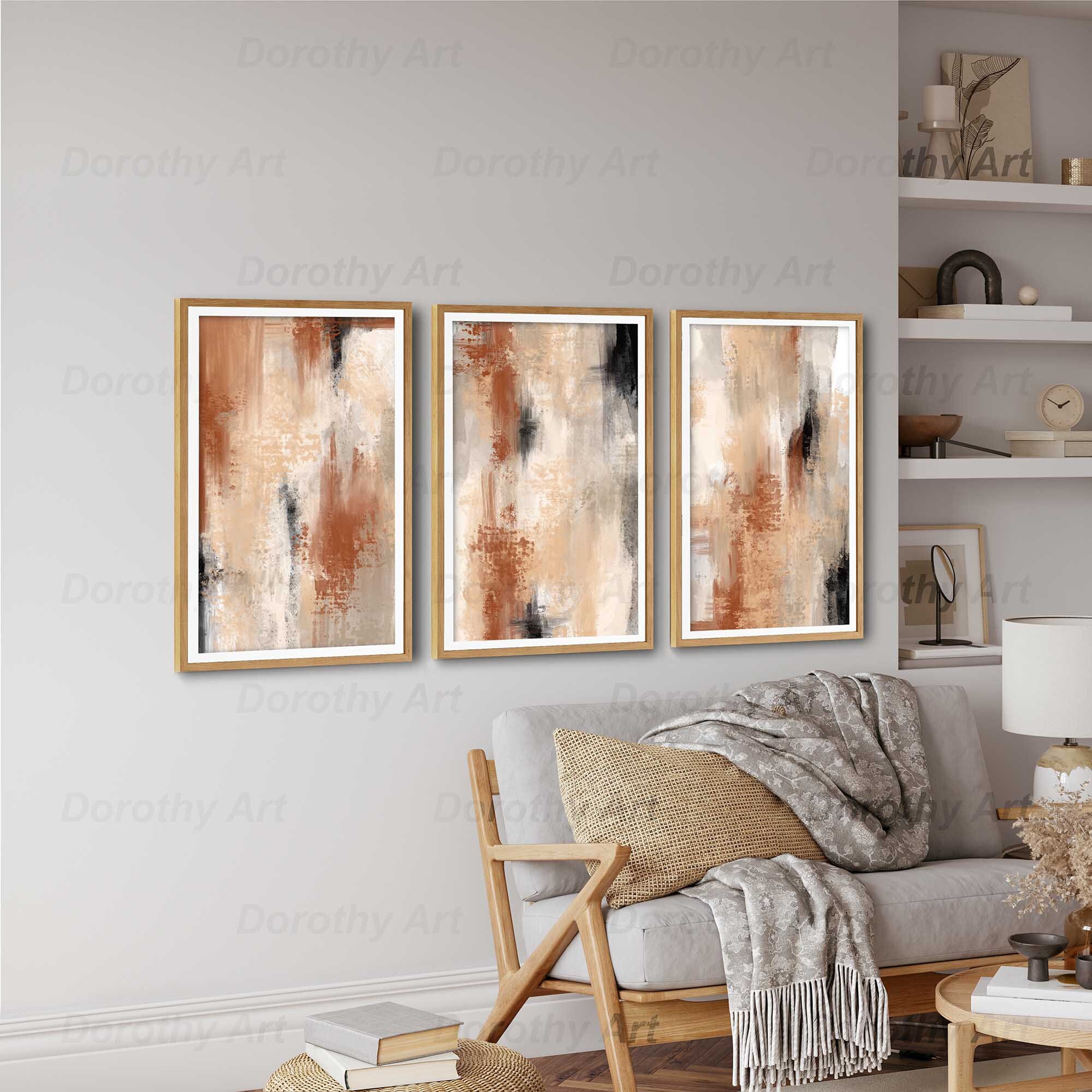 Triptych Abstract Art 3 Piece Downloadable Wall Art. Neutral - Etsy