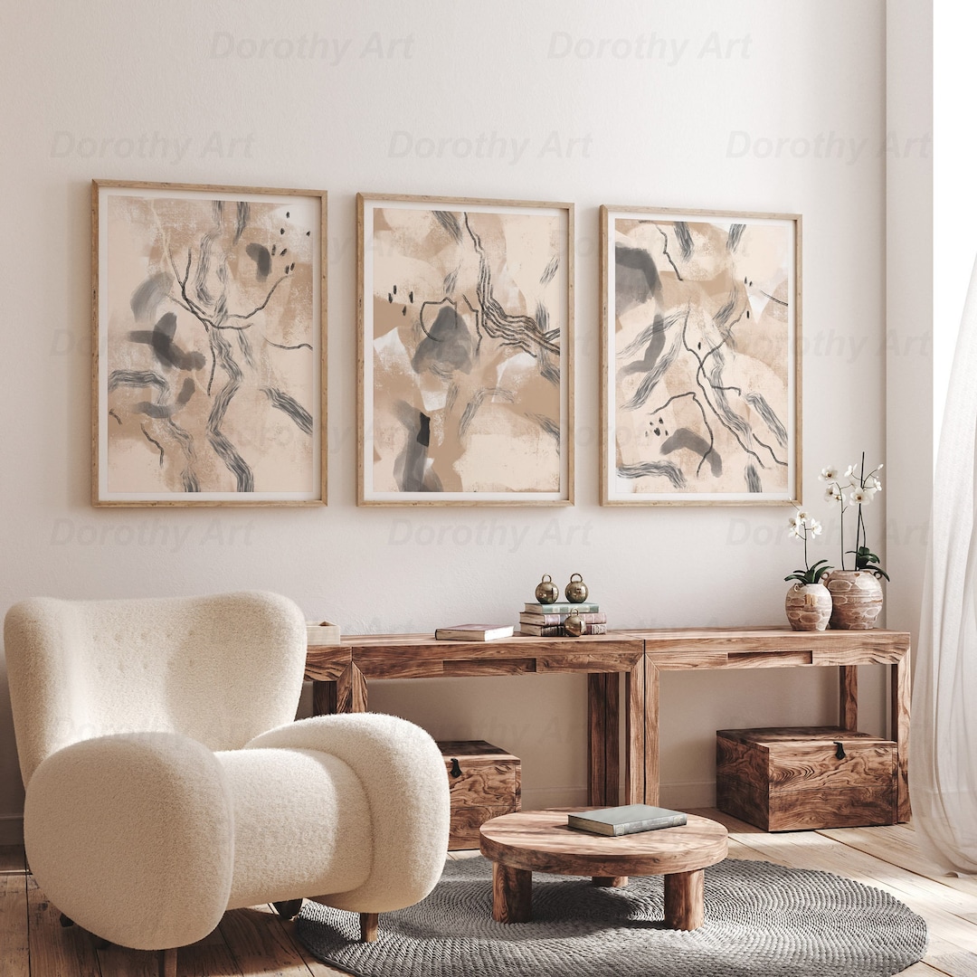 Neutral Gallery Wall Poster, Triptych Wall Art, Set of 3 Downloadable ...