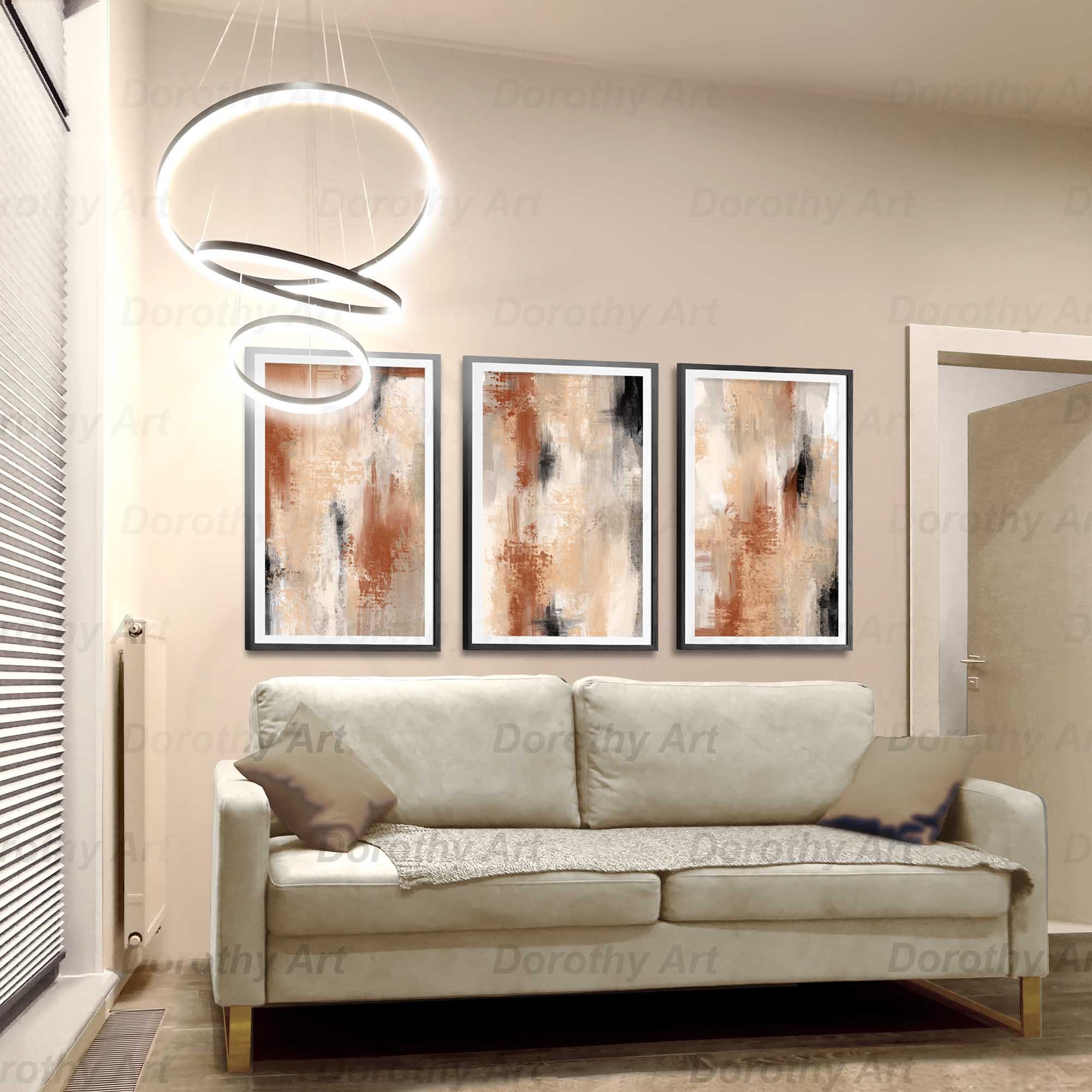 Triptych Abstract Art 3 Piece Downloadable Wall Art. Neutral - Etsy