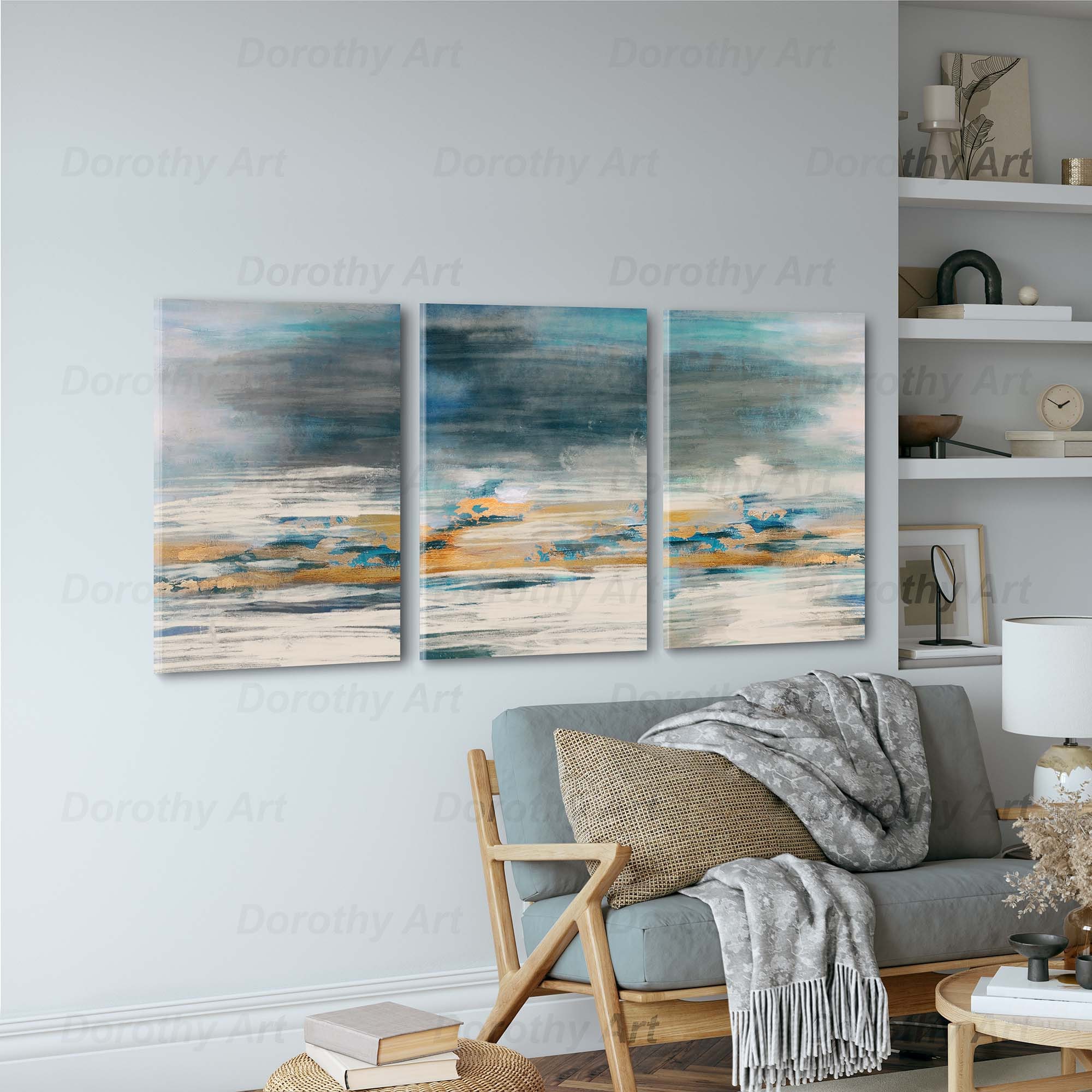 3 Piece Navy Blue Abstract Wall Art Downloadable Triptych Set - Etsy