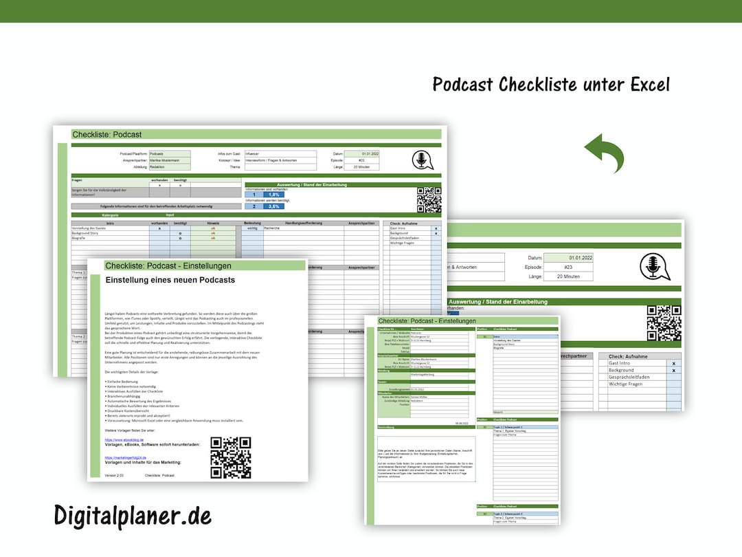 Podcast Checklist in Excel - Editable and Printable Podcast Planner ...