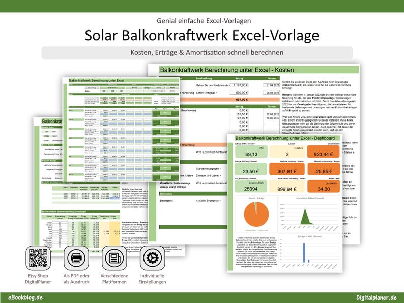 Solar Balcony Power Plant Excel Template – Quickly Calculate Costs ...