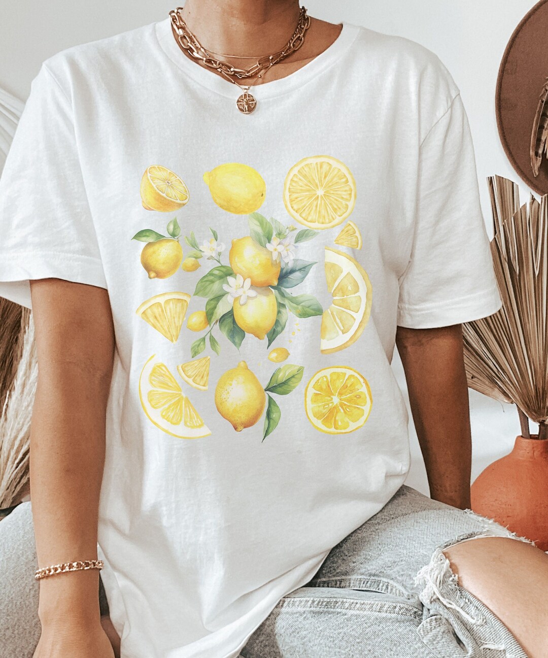 Lemon Shirt, Botanical Shirt, Fruit Shirt, Cottagecore Clothing, Lemon ...