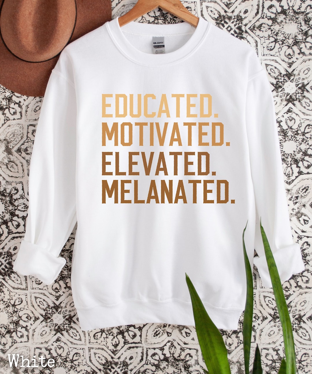 Educated Motivated Elevated Melanated Sweatshirt, Black Women Tee ...