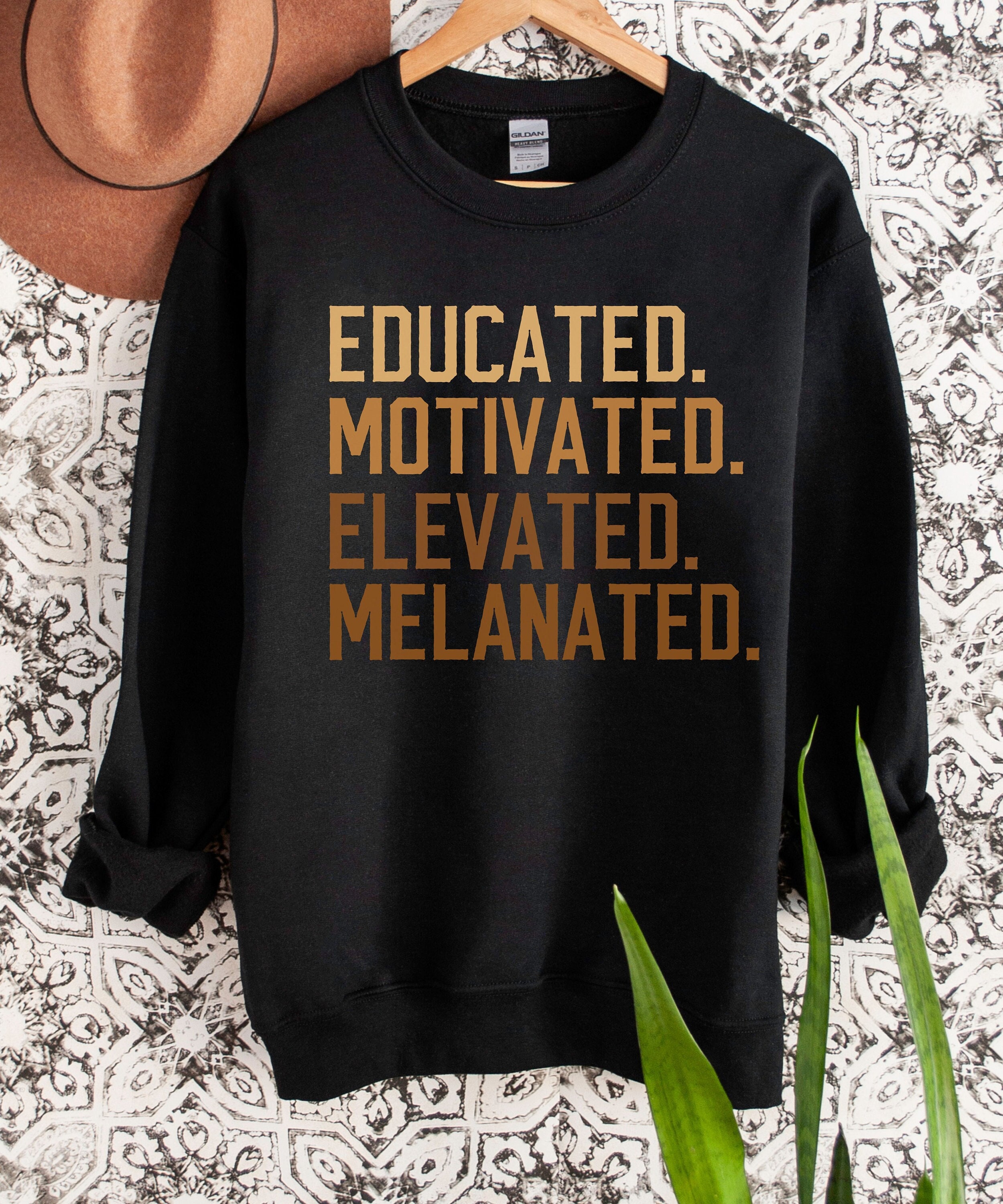 Educated Motivated Elevated Melanated Sweatshirt Black Women - Etsy