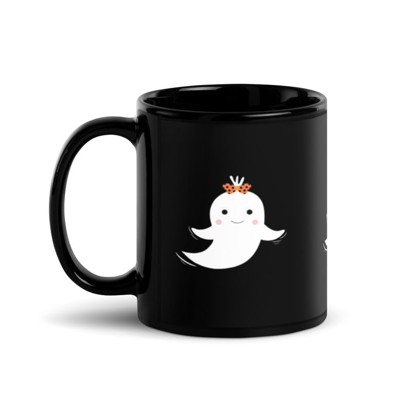 3 Ghost Friends Mug Spooky Black Glossy Mug Cute Ghost Art Creepy ...