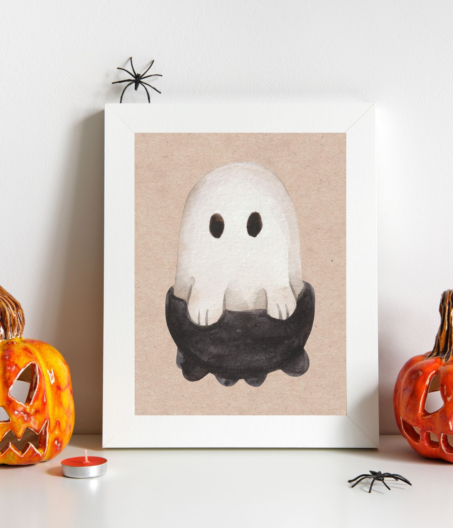 Ghost in Cauldron Art Print Cute Spooky Art Print Whimsical Ghost ...