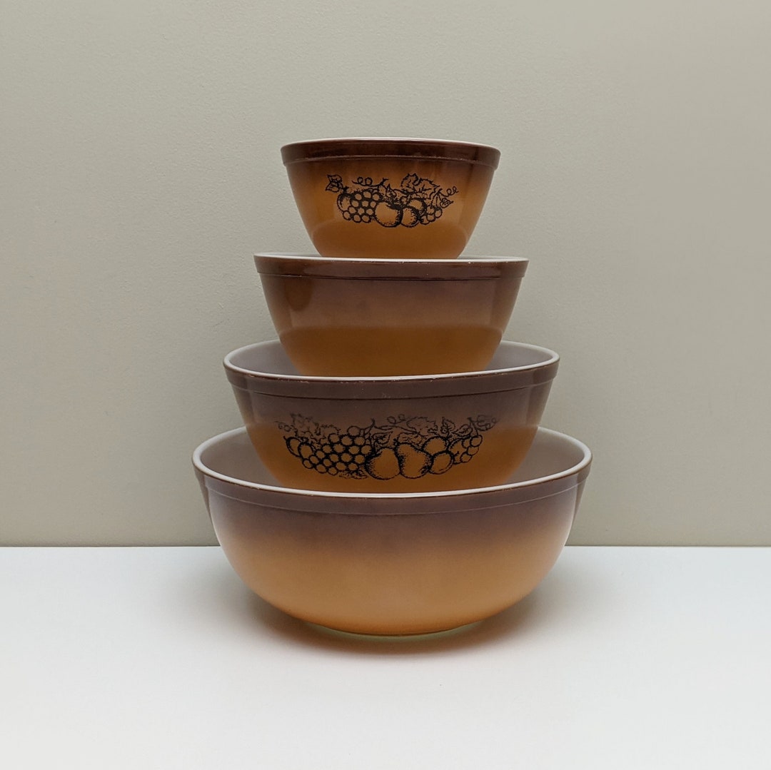 Vintage Old Orchard Pyrex Mixing Bowl Set 401, 402, 403 & 404 Made in ...