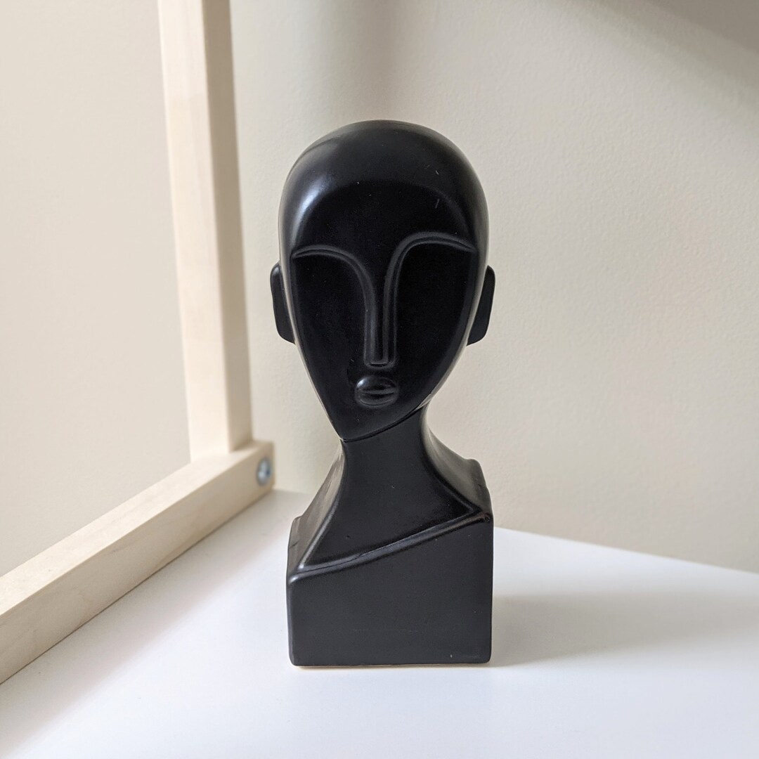 Vintage Black Ceramic Art Deco Bust New Wave Deco Style - Etsy