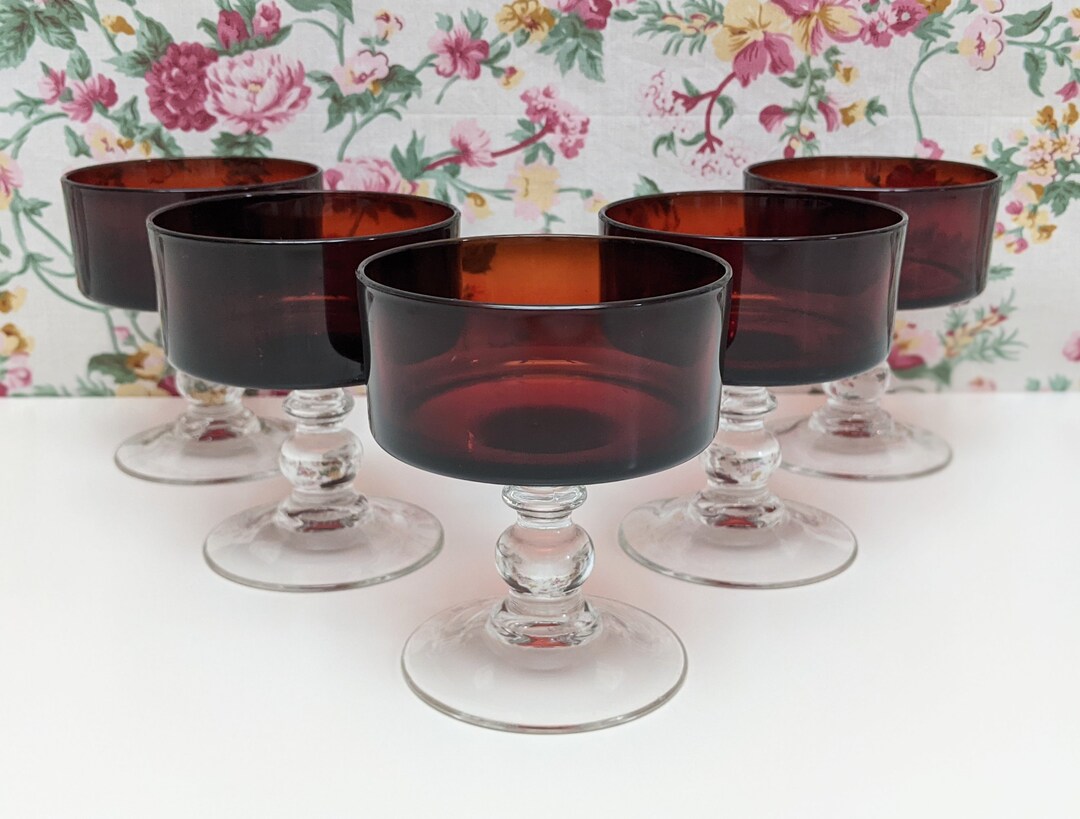 Set of Five 5 Vintage Cavalier Ruby Red Champagne/tall - Etsy