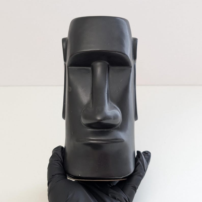 Vintage Long Face Moai Easter Island Black Ceramic Tiki Mug - Etsy
