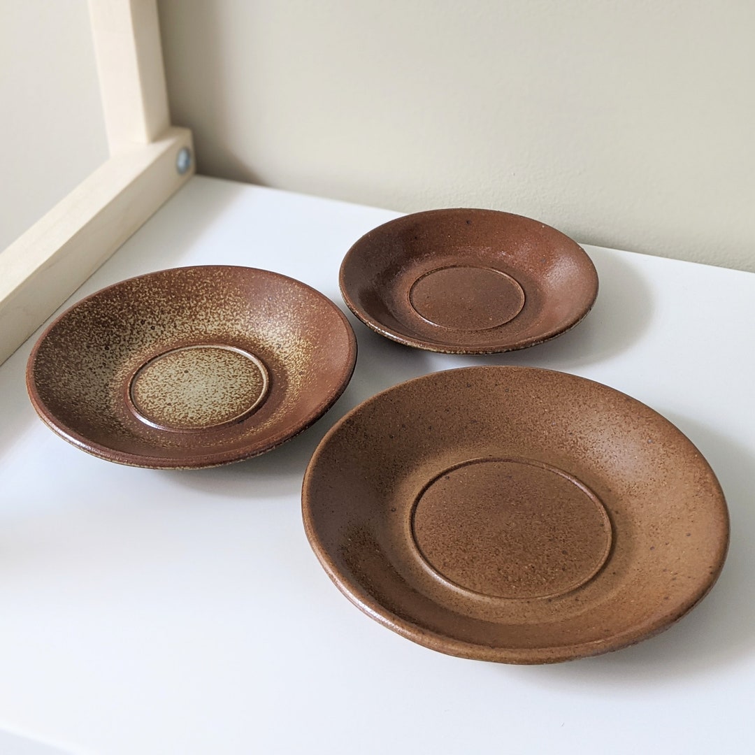 Vintage Brown Stoneware Ceramic Saucers by SIAL Pottery Quebec | SIAL ...