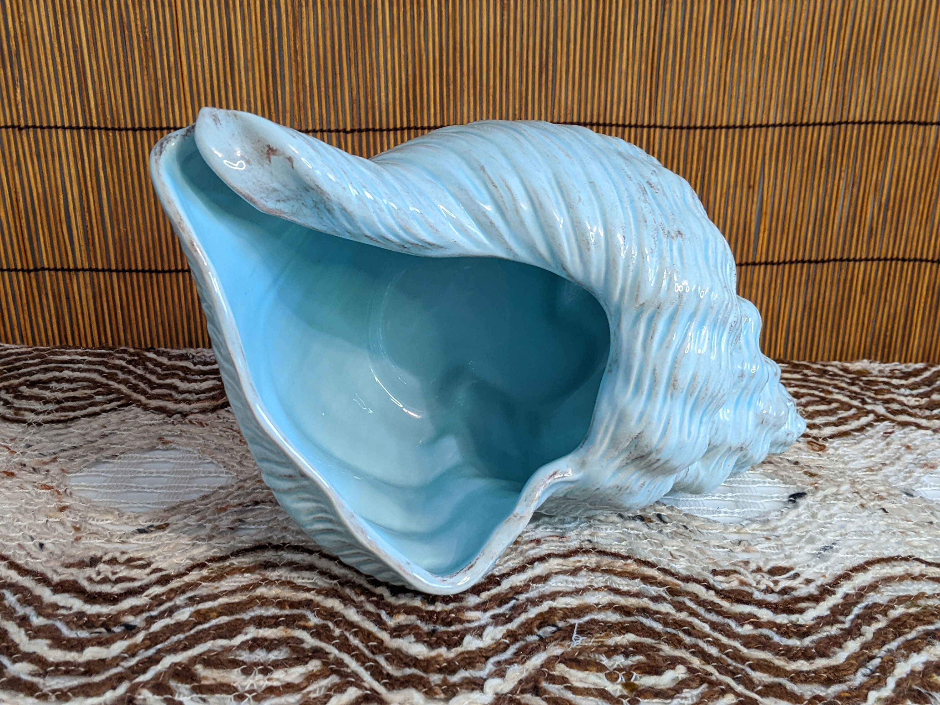 Vintage Soft Blue Ceramic Conch Seashell Planter - Etsy