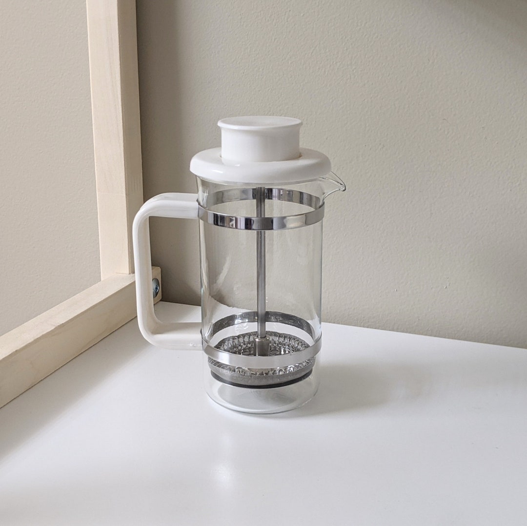 Vintage Small White French Press Bistro Coffee Maker by Pyrex 1.5 Cups ...