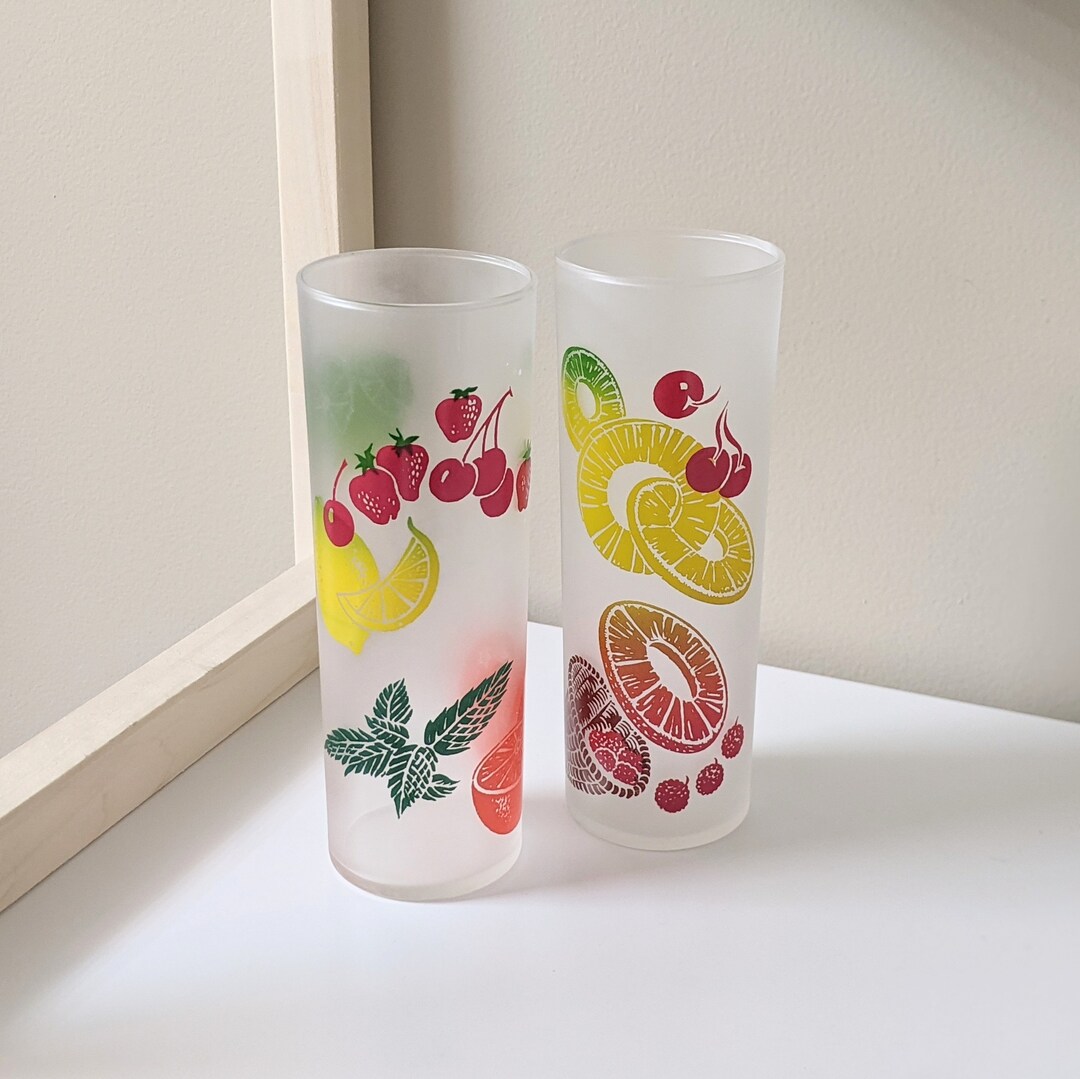Set of Two (2) Vintage Frosted Fruit Zombie Glasses by Federal Glass - Etsy