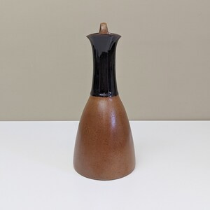 Vintage Dark Brown & Brown Ceramic Stoneware Wine Decanter and Stopper ...