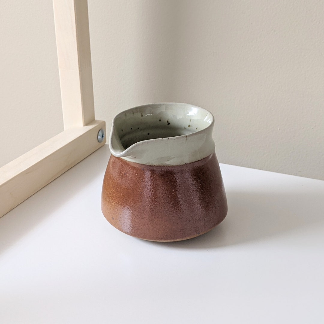 Vintage Brown & off White Ceramic Stoneware Creamer by SIAL Pottery ...