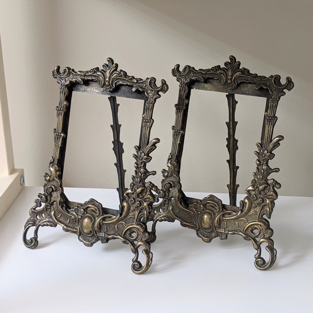 Set of Two 2 Vintage Metal Picture Frames With Stand - Etsy