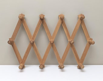 Wall Rack Wooden Accordion Peg Hook Vintage Expandable Wall Rack - Etsy