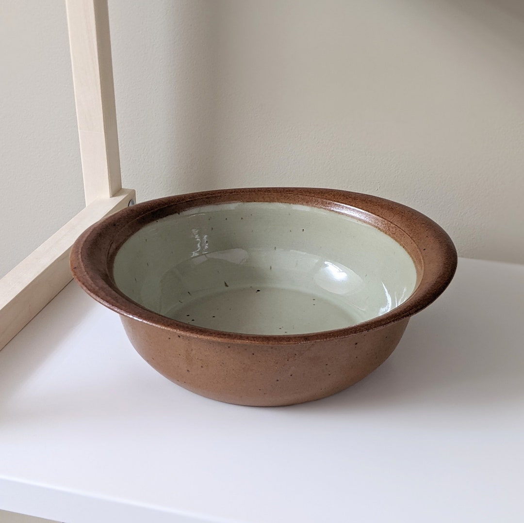 Vintage Brown & off White Ceramic Oval Serving Salad Bowl by SIAL ...