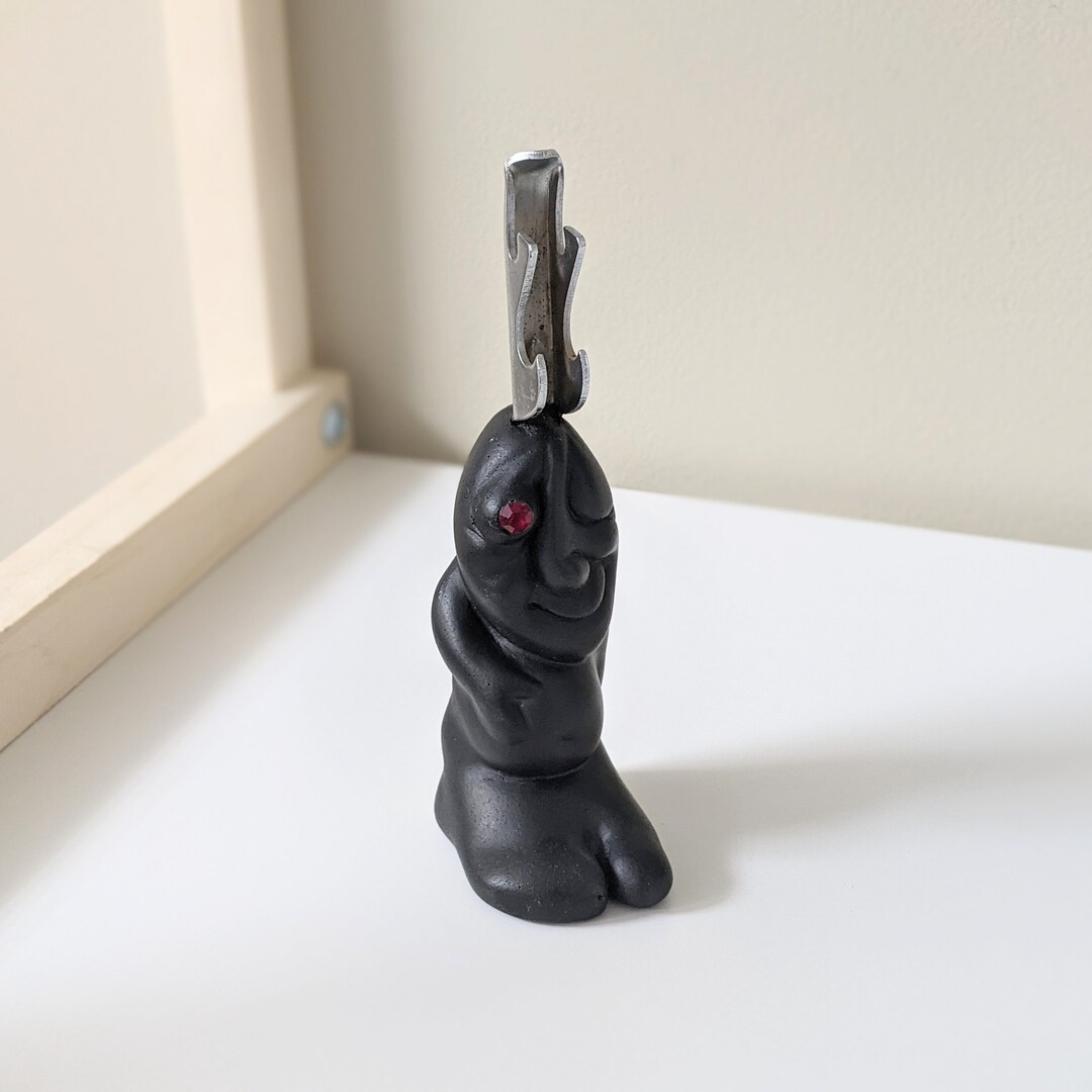 Vintage Coco Joe Black Tiki Bottle Opener 288 | Red Jewel Eye | Made in ...