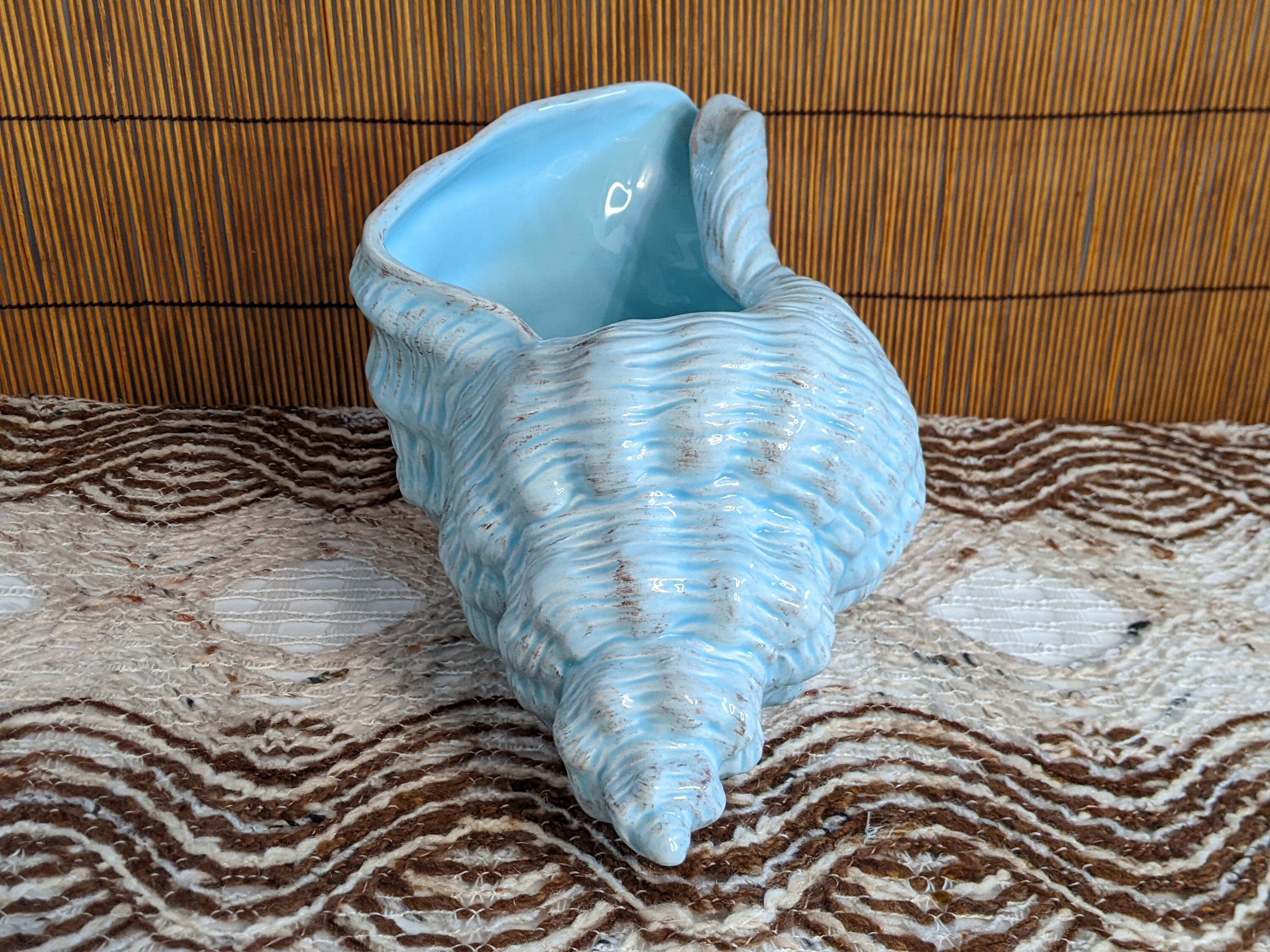 Vintage Soft Blue Ceramic Conch Seashell Planter - Etsy