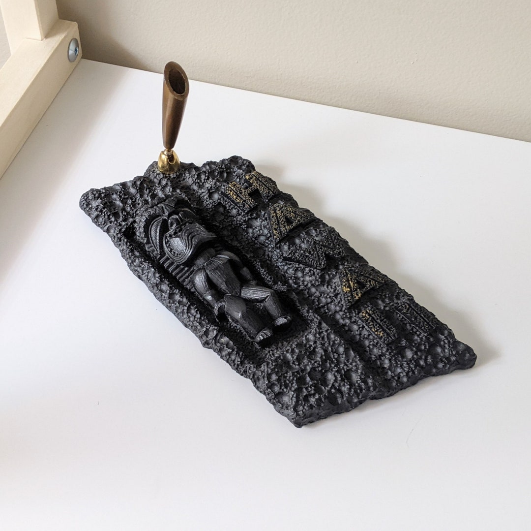 Vintage Coco Joe's Black and Gold Pencil Holder | Resin Lava Rock ...