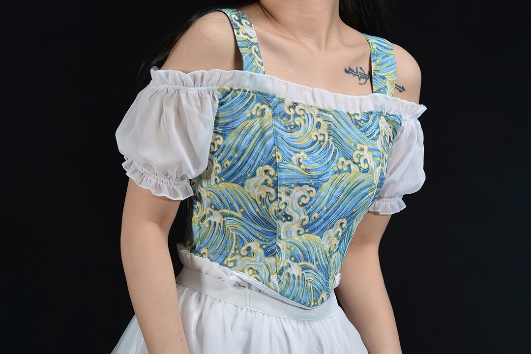 Retro Wave Lace up Corset Top Retro Back Tie Corset - Etsy