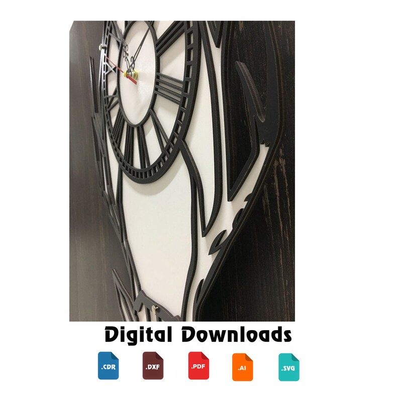 Deer Wall Clock, Deer Clock Laser Cut Vector, Deer Wall Clock, Hanger ...