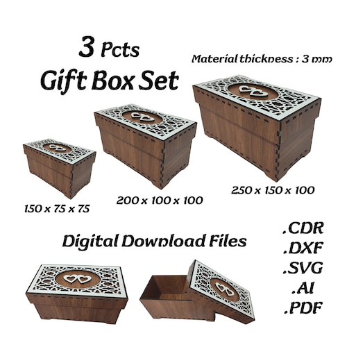 3mm Box Glowforge Laser Cut Box and Cover Bundle Gift Box Dxf - Etsy