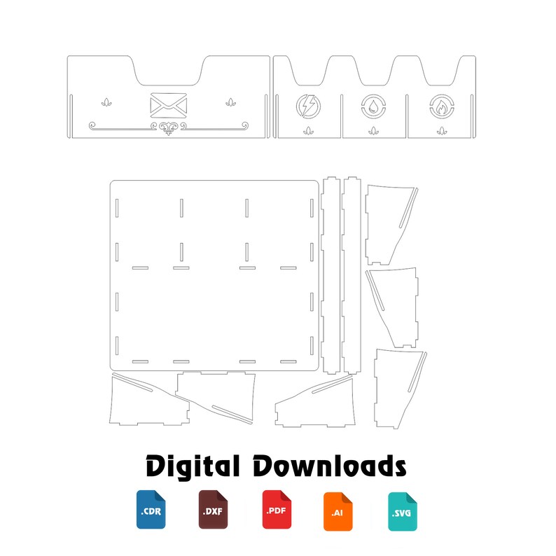 Mailbox Dxf Files, Wedding Post Box Laser Cut File, Mail Organizer Dxf ...