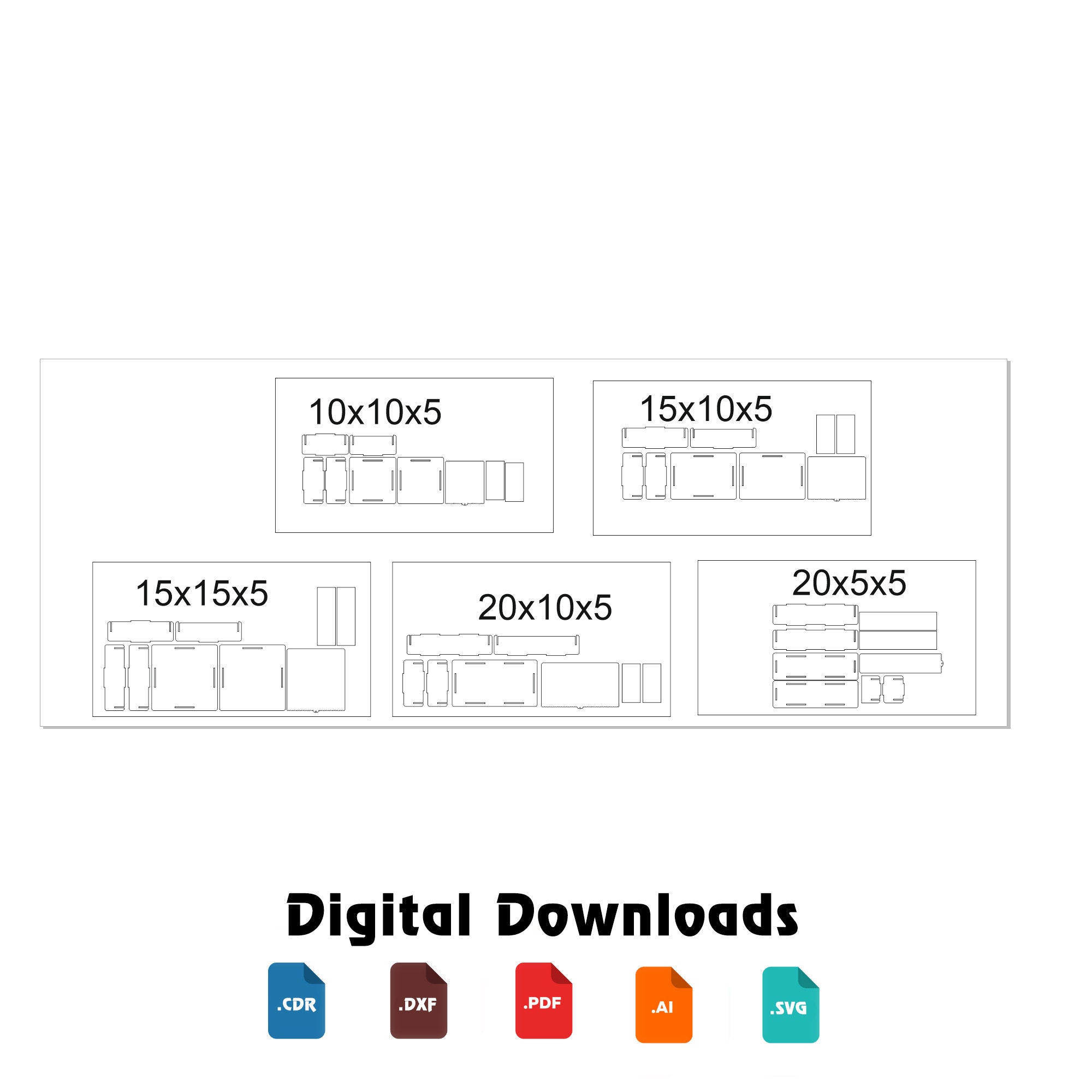 5 Pcts Laser Cut Box and Cover Bundle Gift Box Dxf Svg Files - Etsy