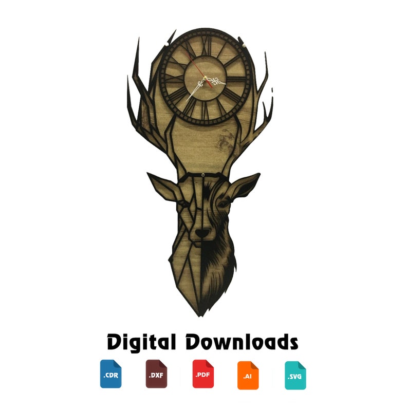 Deer Wall Clock, Deer Clock Laser Cut Vector, Deer Wall Clock, Hanger ...