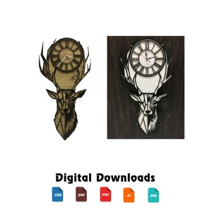 Deer Wall Clock, Deer Clock Laser Cut Vector, Deer Wall Clock, Hanger ...