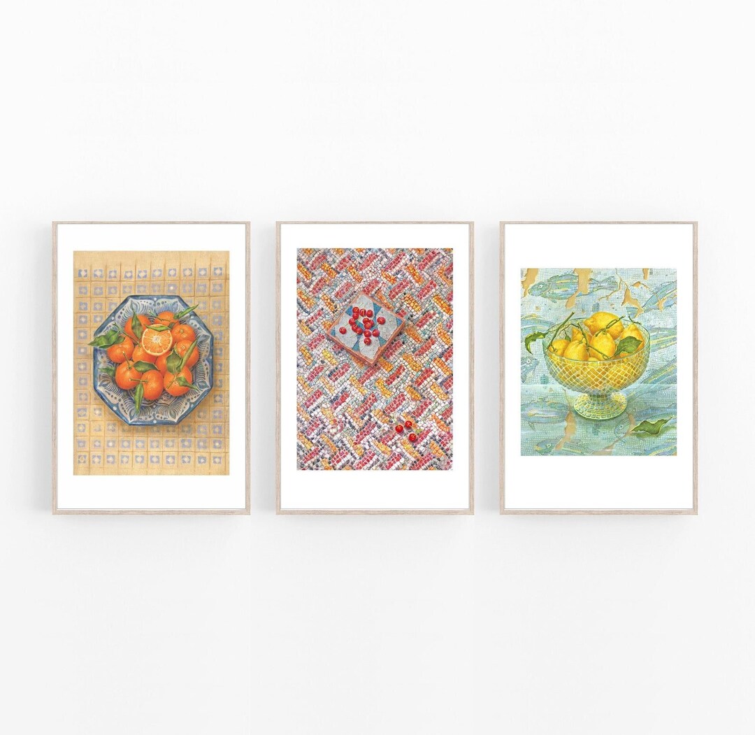 Set of 3 X Fine Art Prints by Val Archer Fruit Print, Kitchen Print ...