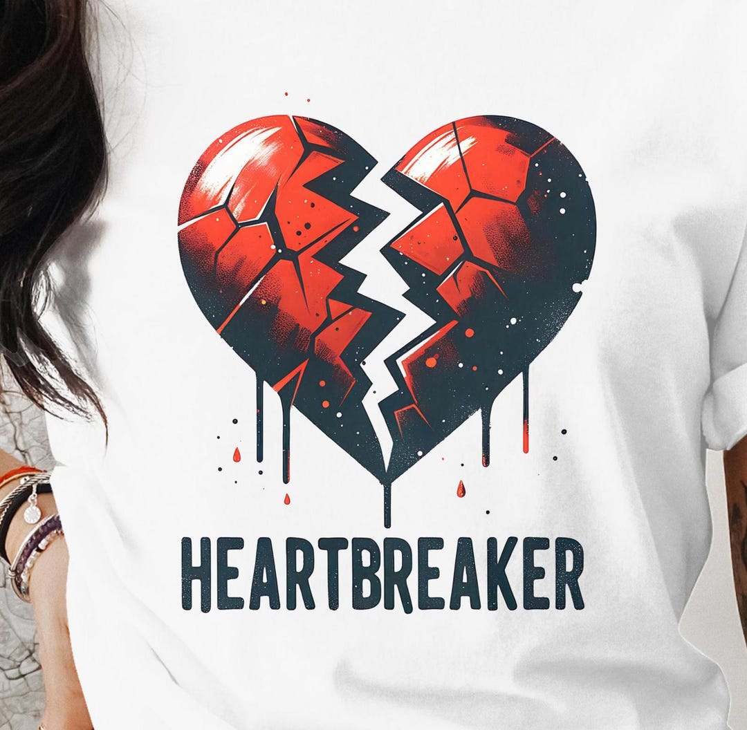 Heartbreaker Design for T-shirts and Mugs, Broken Heart Artwork PNG ...
