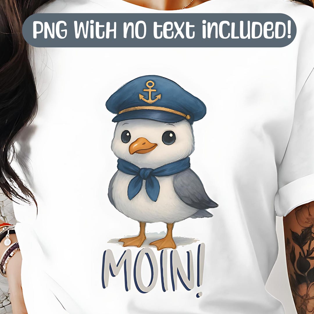 MOIN Seagull PNG Design, Funny Coastal Seagull With Captain's Hat ...