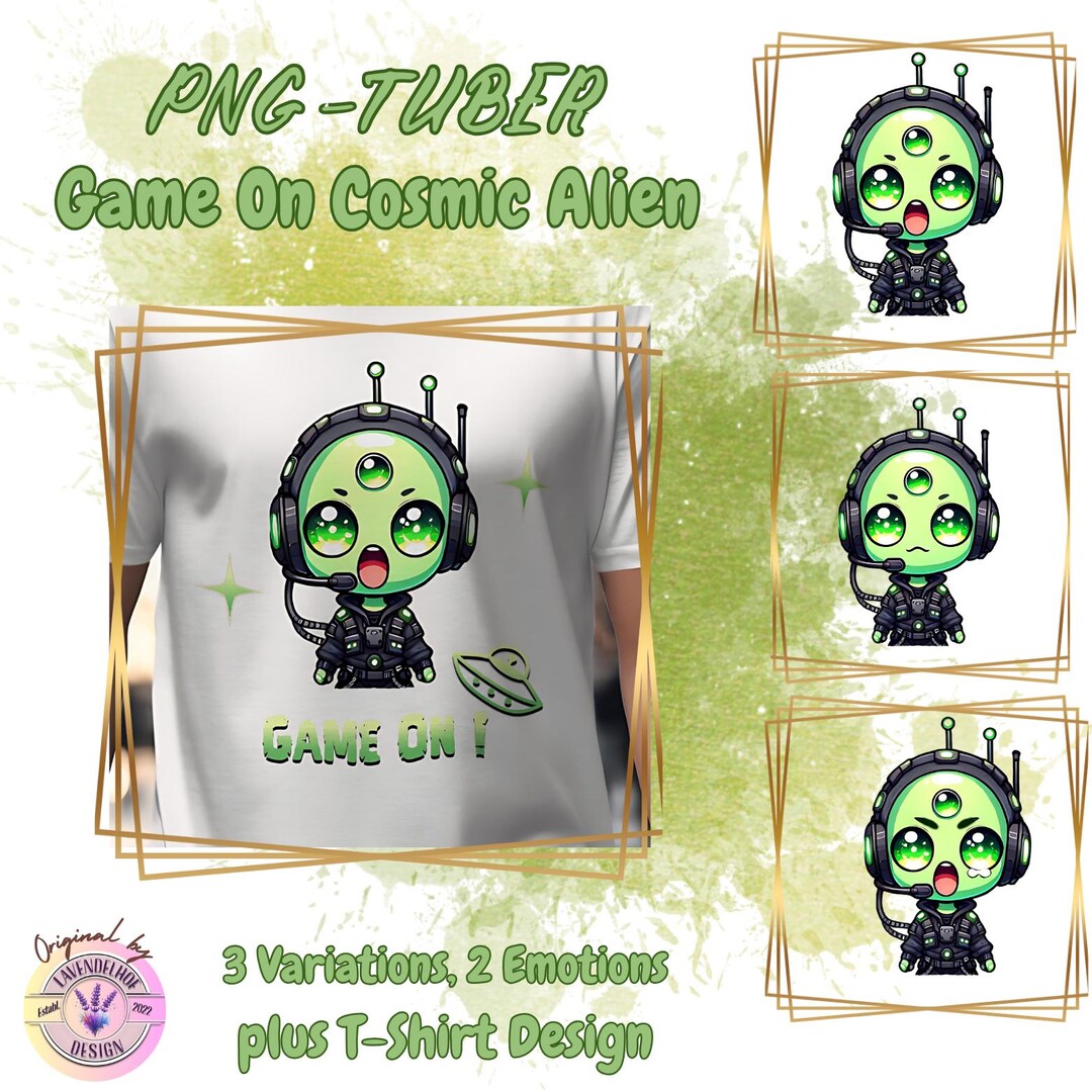 Game on Cosmic Alien Pngtuber,gaming Alien PNG Avatar,png Overlay for ...
