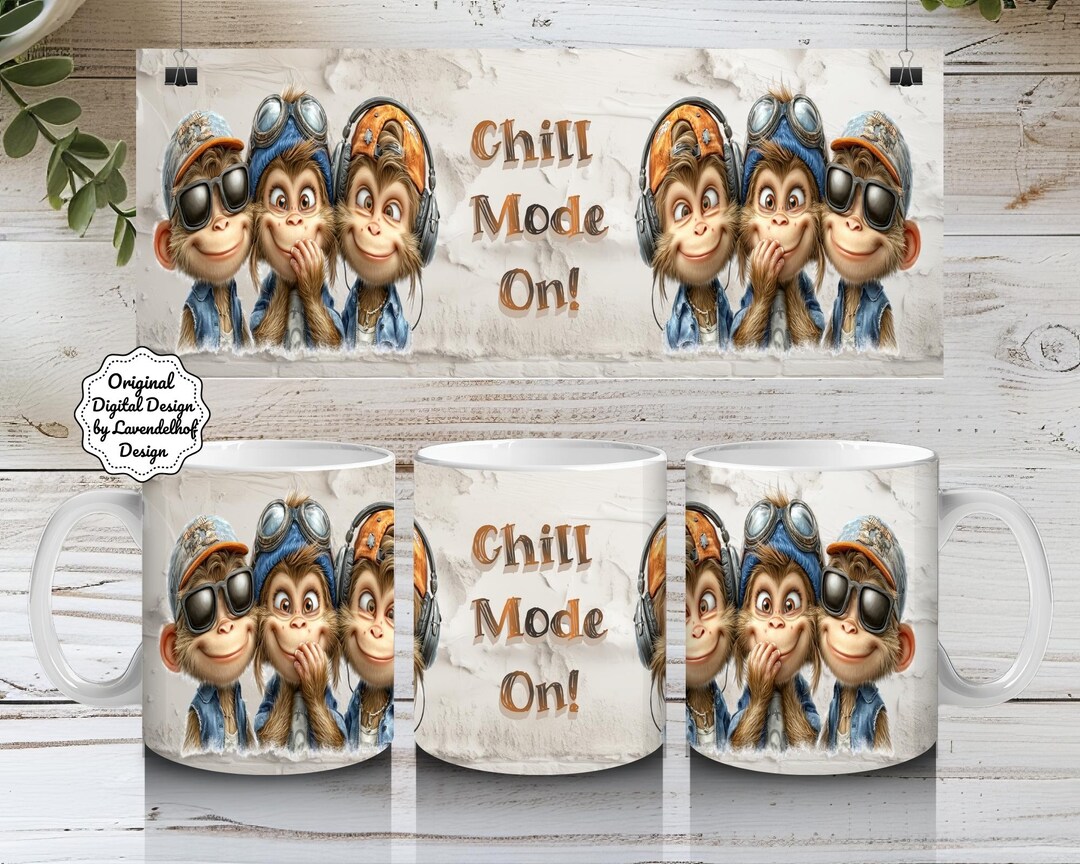 Three Wise Monkeys Chill Mode on • Modern Teens Gen Z Coffee Mug ...
