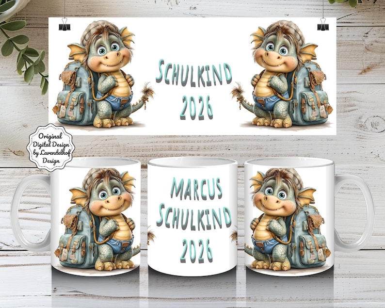 Cute Dragon Schoolchild 2026 Boys Customizable First Day of School 11oz ...